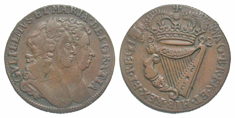 Ireland, House of Orange. William III and Mary. 1688-1694. AE half ...
