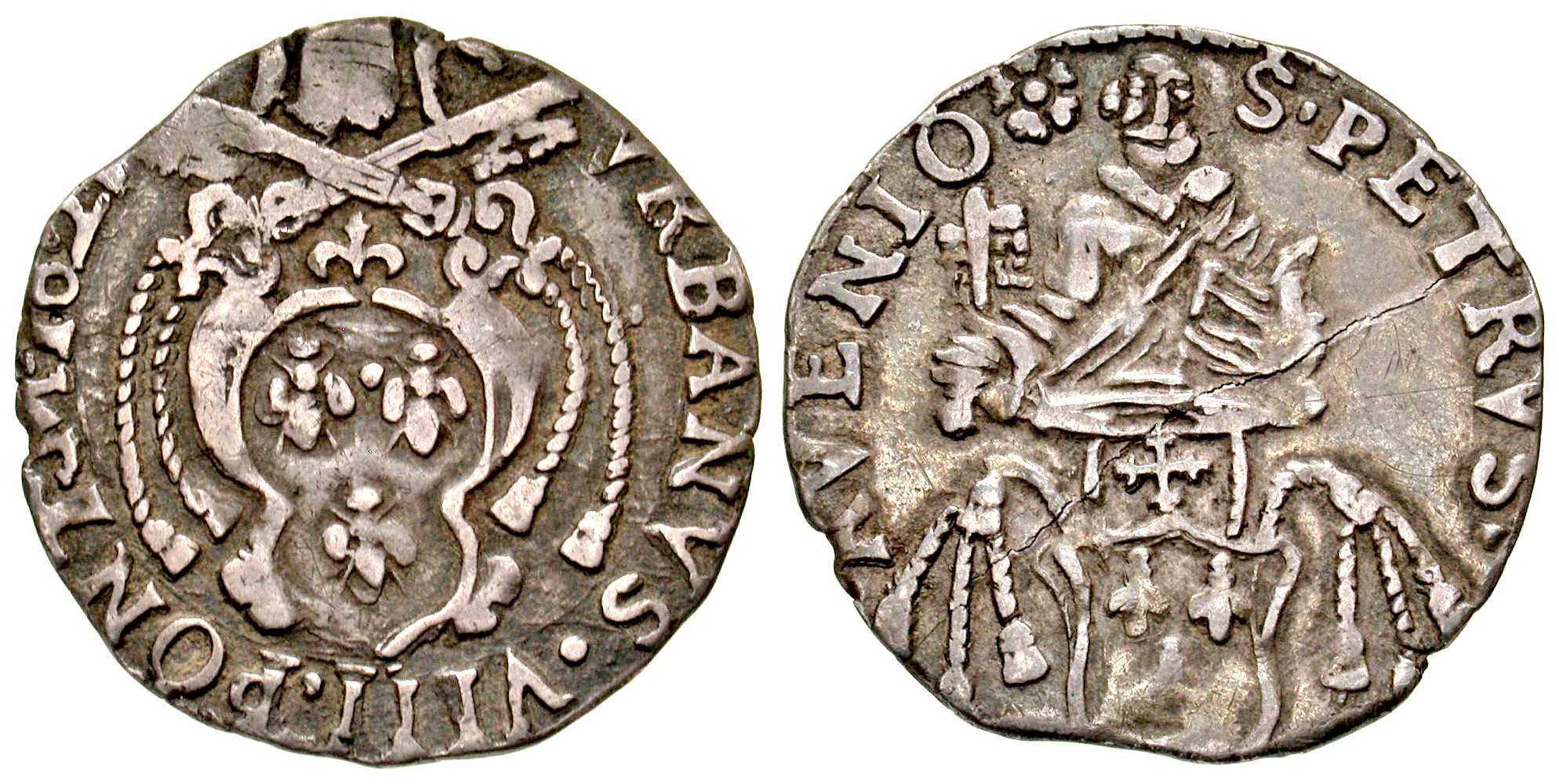 Italy, Papal States. Avignon. Urban VIII. 1623-1644. AR jules. 1630 ...